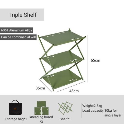 Multi-Level Portable Folding Camping Shelf – Aluminum Outdoor BBQ Table ...